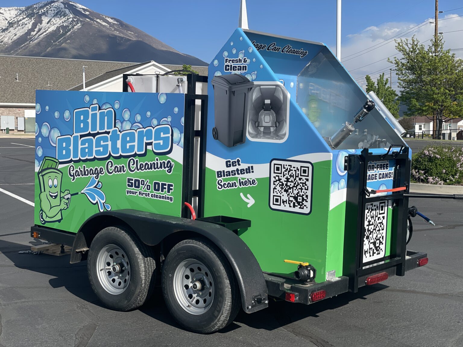 You Supply the Logo: Turn-Key Bin Cleaning Trailer | Garbage Can Cleaning